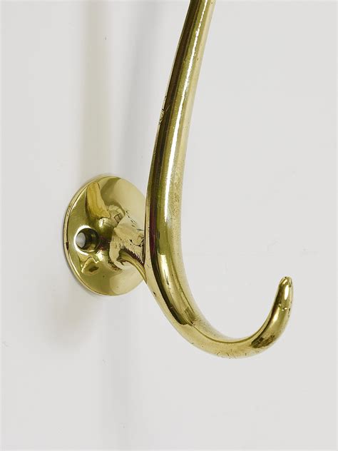 Six Franz Hagenauer Vienna Mid Century Curved Brass Wall Coat Hooks