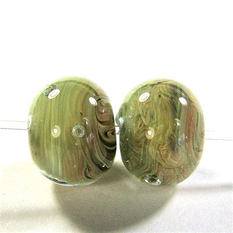 Handmade Lampwork Glass Bead Pairs Encased Swirl Shiny Covergirlbeads