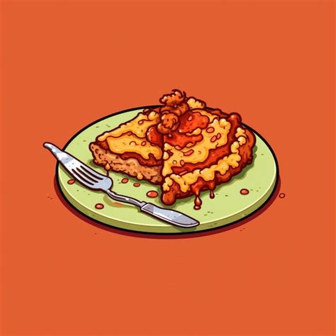 Illustration Of A Plate Of Food With A Fork And Knife Generative Ai