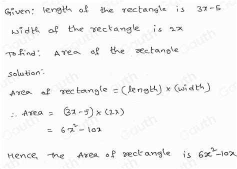 Solved Find A Simplified Expression For The Area Of The Rectangle With