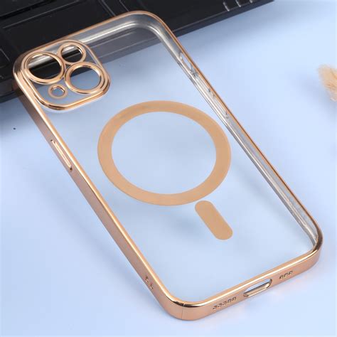 Magsafe Electroplating Straight Tpu Phone Case For Iphone 12 Gold