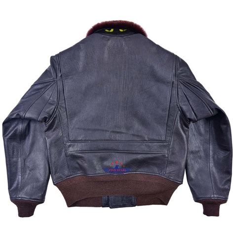 Fivestar Leather An6552 Seal Brown Pilot Flying Jacket Usn Real Goatskin Leather And Fur Collar