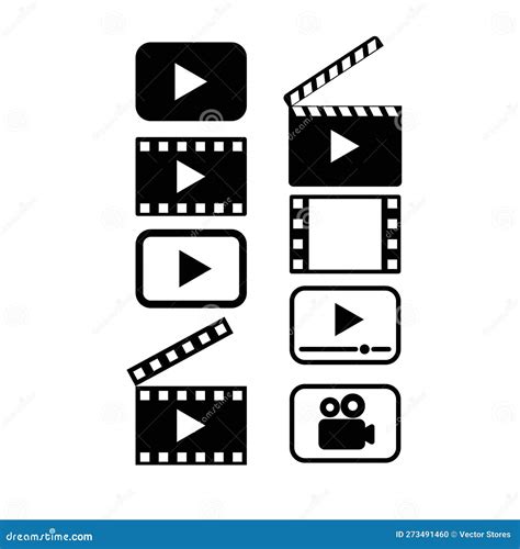 Clapperboard Play Button Vector Icon Isolated On Transparent Background