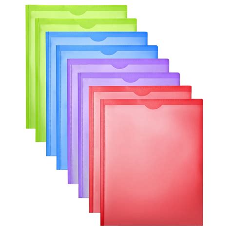 Rywesniy 3 Prong Pocket Folders With Clear Front Pocket Heavy Duty Plastic Folders Assorted