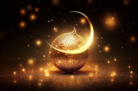 Premium Photo Eid Mubarak Golden Sparkle Moon Design