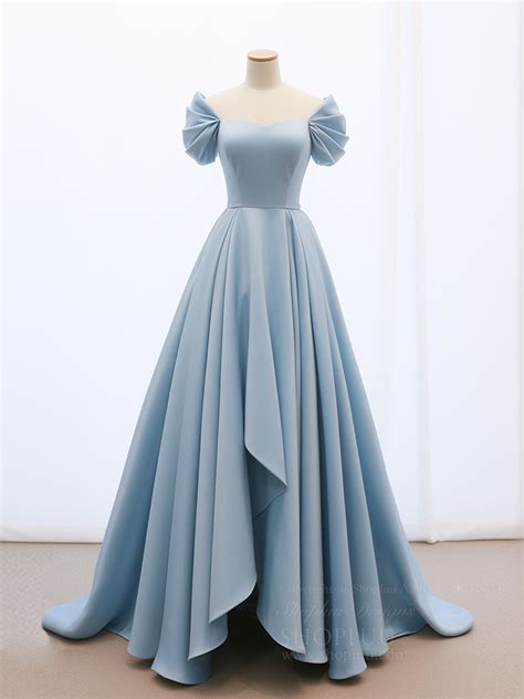 A Line Sweetheart Neck Satin Blue Long Prom Dress Blue Long Formal Dr