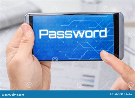 Smartphone With The Text Password Stock Image Image Of Hack Hacker 116945249