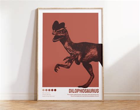 Dilophosaurus Print Dinosaur Wall Art Digital Download Crested