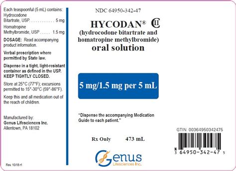 Hycodan Oral Solution Package Insert Prescribing Info