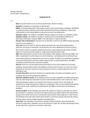 Assignment Docx Database Systems Cs Pushpa Kumar Assignment Data Known