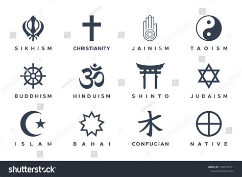 World Religious Symbols Set Isolated On стоковая векторная графика