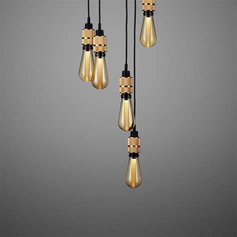 6 BRASS PENDANT LIGHTS HOOKED 6 0 NUDE BRASS