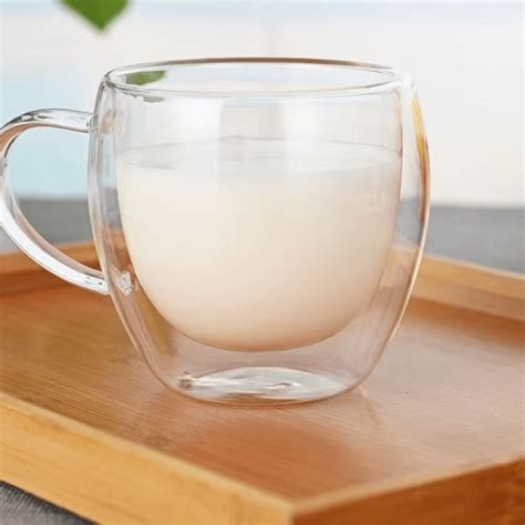 With Handle 80ml Double Wall Thermal Insulated Anti Scald Glass Cup