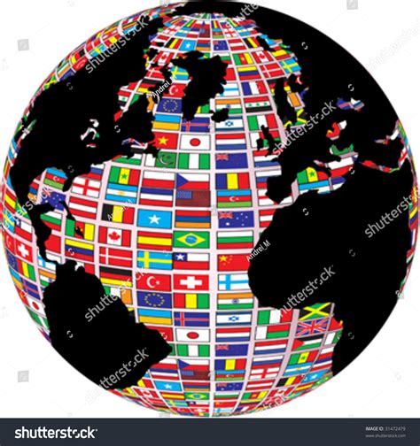 World Map Country Flags On Stock Vector Royalty Free