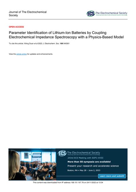 Pdf Parameter Identification Of Lithium Ion Batteries By Coupling