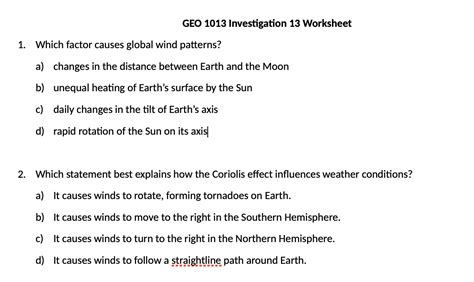 Solved Geo 1013 Investigation 13 Worksheet 1 Which Factor Worksheets Library