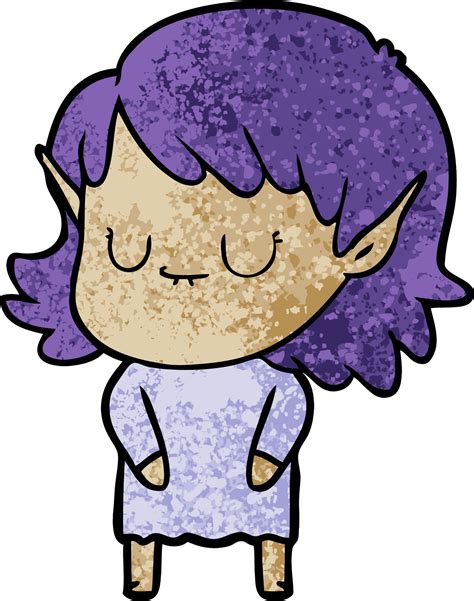 Happy Cartoon Elf Girl Drawing 47187954 Png