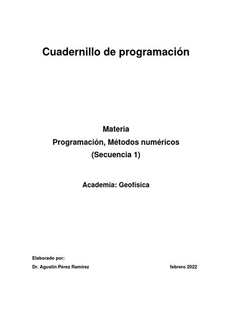 Cuadernillo Programacionmatlab Pdf Lenguaje De Programación Matriz Matemáticas