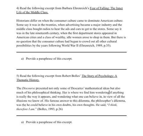 Solved 4 Read The Following Excerpt From Barbara Chegg