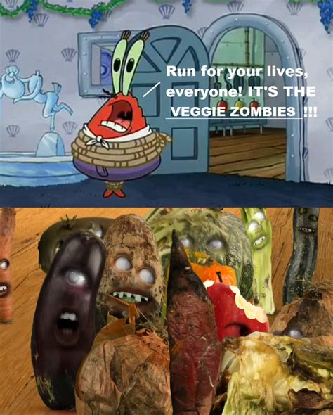 Mr Krabs Running From The Veggie Zombies By Negaboss2000 On Deviantart