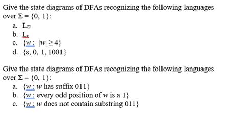 Solved Give The State Diagrams Of DFAs Recognizing The Chegg Com