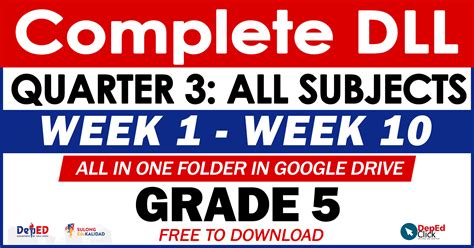 Grade 5 Complete Daily Lesson Log Quarter 3 Weeks 1 10 Free To Download Deped Click