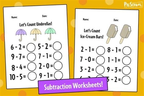 Simple Subtraction Math Equations