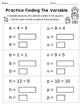 Practice Finding The Variable Multiplication Worksheet By Tt Whale