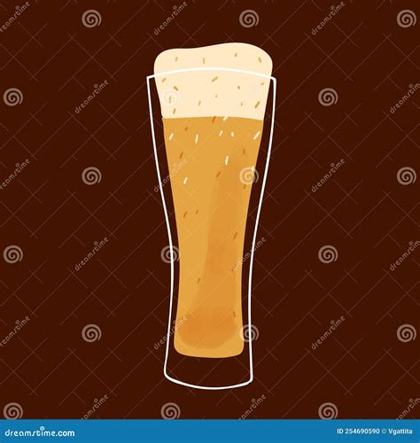 Stylized Illustration Mug Of Beer Isolated On Dark Brown Background
