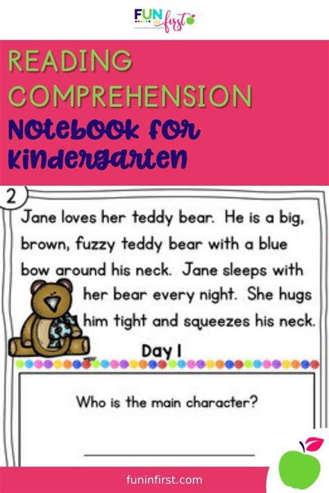 Reading Comprehension Notebook Kindergarten Printable And Digital Reading Comprehension