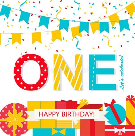 Happy 1st Birthday Card Stock Illustrations 1 282 Happy 1st Birthday