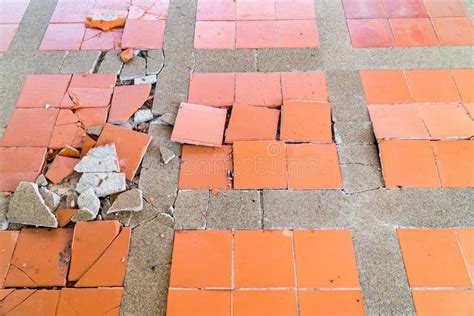 Floor Tile Damaged Texture Background Tiled Floor Broken And Cracked