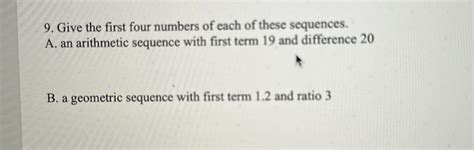 Give The First Four Numbers Of Each Of These