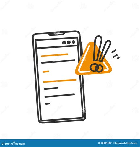 Hand Drawn Doodle Website Testing Warning Error On Device Stock Vector