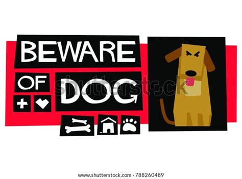 Beware Dog Poster Sign Board Design Stock Vector Royalty Free