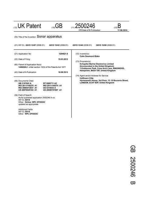 Buy The Patent Sonar Apparatus Patent For Sale