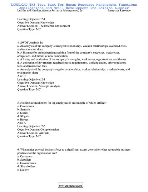 Solution Test Bank For Human Resource Management Functions Applications And Skill Development