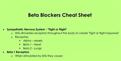 Beta Blockers Cheat Sheet Nclex Quiz