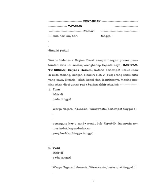 Akta Pendirian Yayasan Pdf