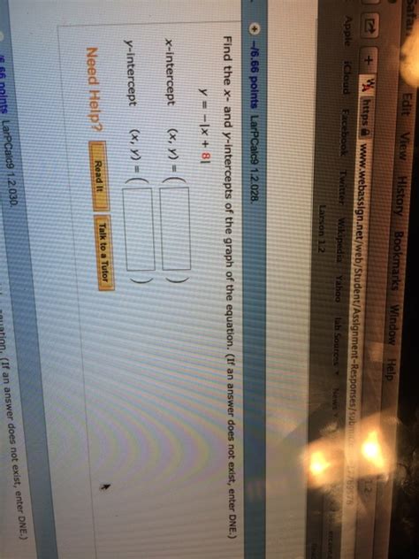 Solved On 12 Find The X And Y Intercepts Of The Graph Of Chegg Com