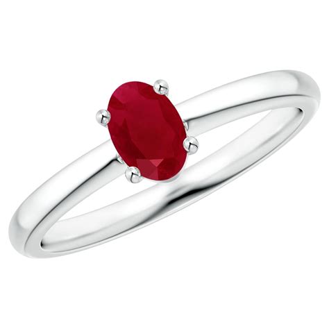 Customizable Angara Natural Classic Solitaire Oval 060ct Ruby Promise Ring In Platinum For Sale