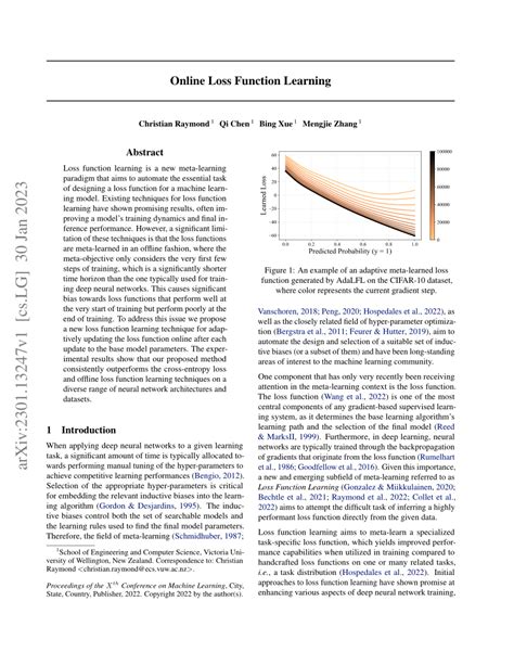 Pdf Online Loss Function Learning