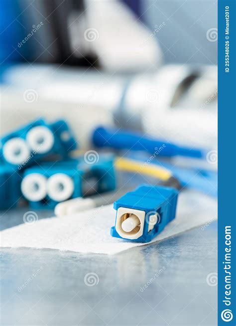 Plug Optical Fiber Patch Cord Cleaning Kit Stock Photo Image Of Information Blue 255348026