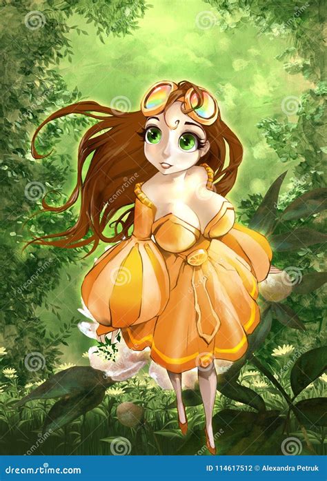 Cute Attractive Anime Cartoon Female Character With Long Dark Hair