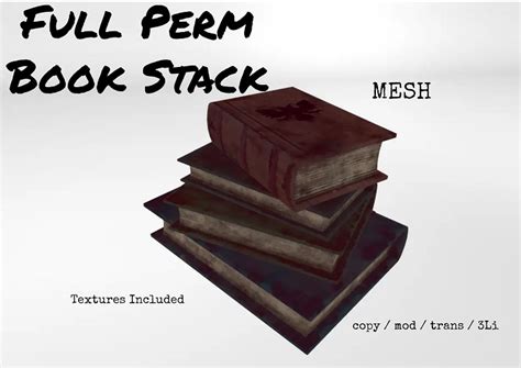 Second Life Marketplace Full Perm Mesh Book Stack Wtextures