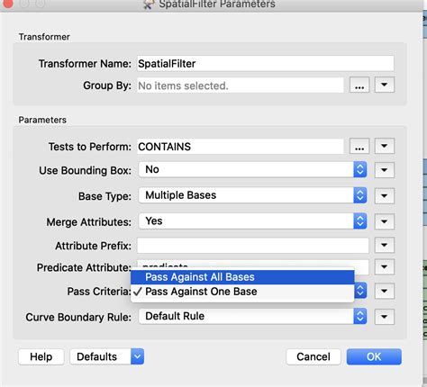 Fme Form When Spatialfilter Does Spatial Relationship Between Base And Candidate How It Link