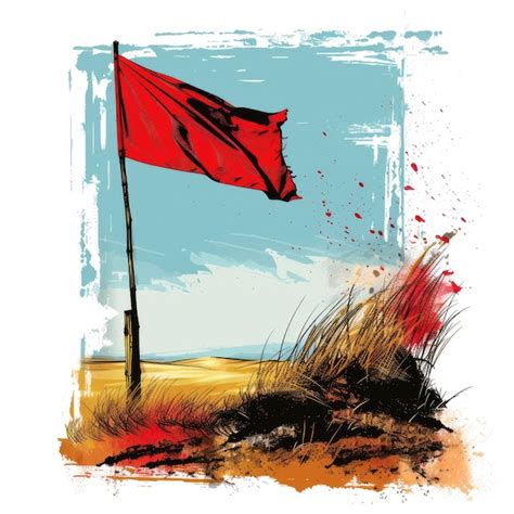 Premium Photo Tshirt Design Vector Style Clipart A Flag Swaying In