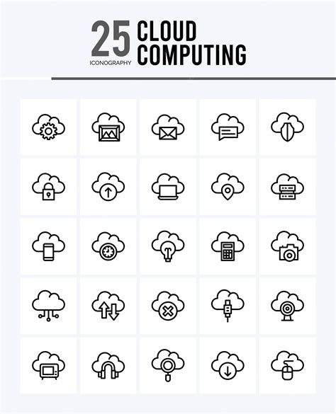Premium Vector 25 Cloud Computing Outline Icons Pack Vector Illustration