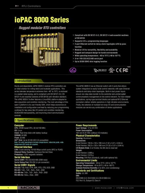 Pdf Iopac 8000 Series Moxa3 Rtu Controllers Ordering Information Available Models Iopac 8020