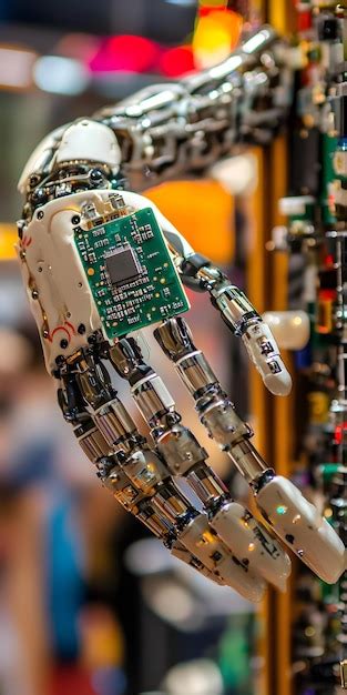 Robot Hand Holding A Microchip Premium Ai Generated Image